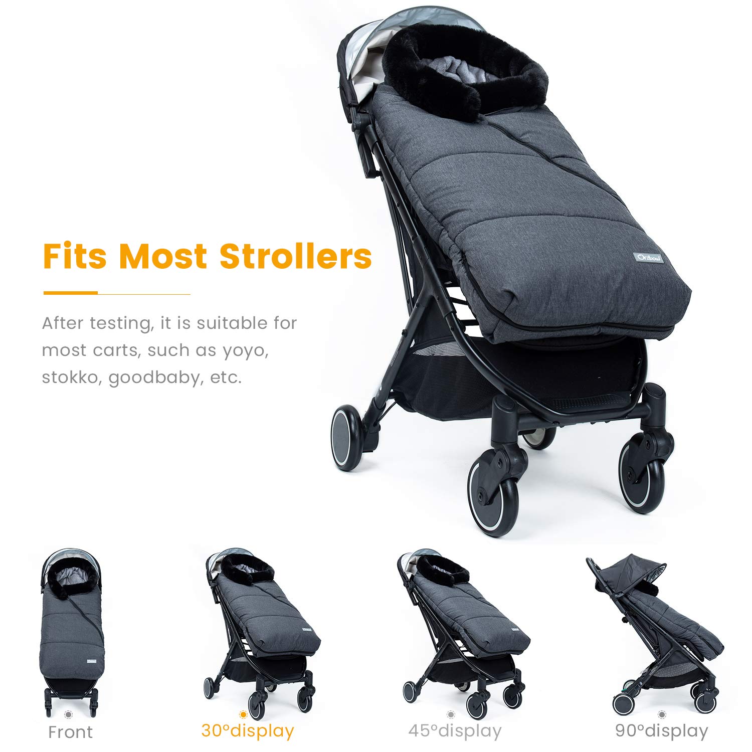 Orzbow Fur Collar Baby Stroller Sleeping Bag Newborn Sleep Sack Thicken Warm Infant Sleepsacks Keep Warm Waterproof Windproof