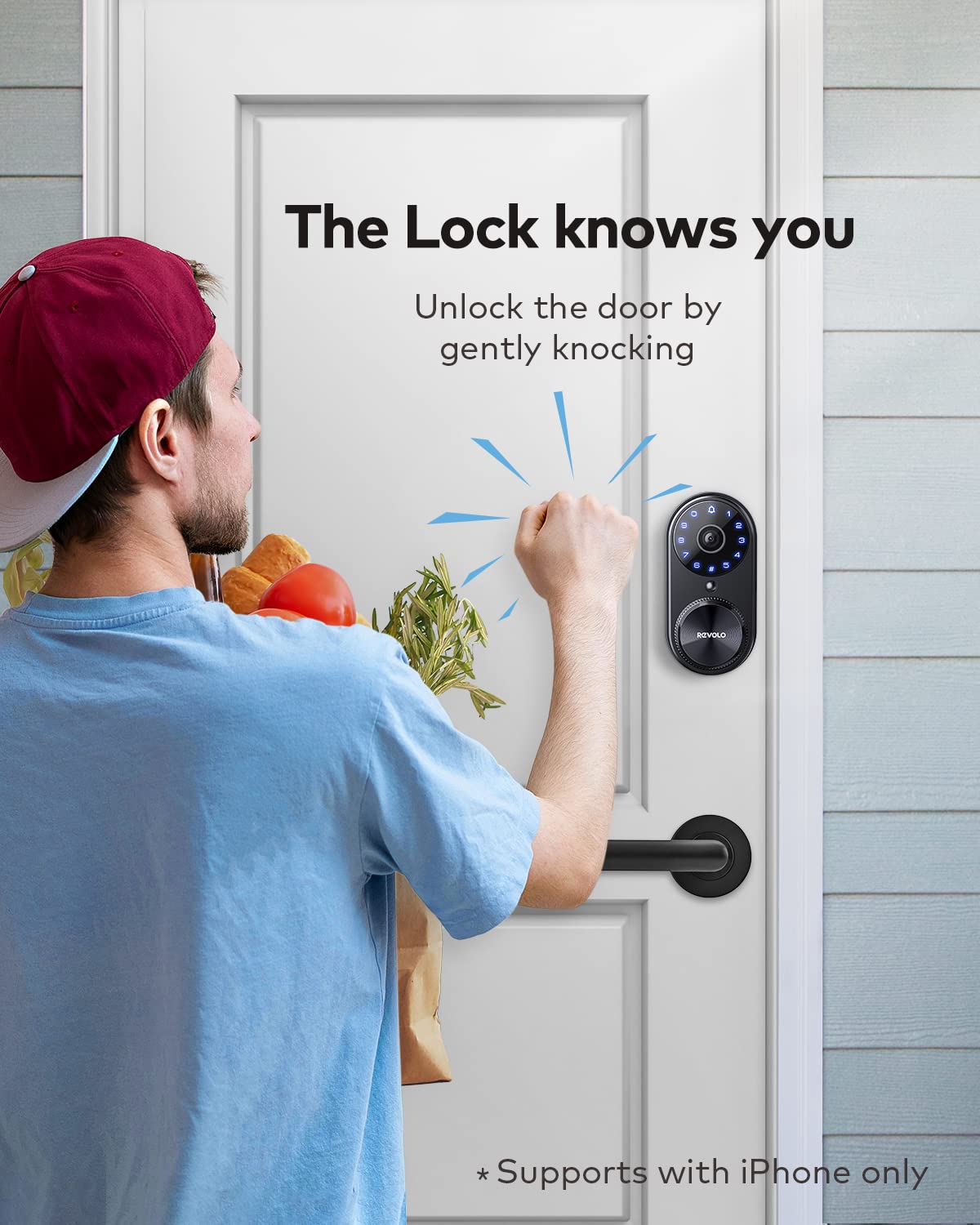 Revolo WFV01 Smart Lock with Camera, WiFi Smart Video Lock, Keyless Entry Door Lock, Doorbell Camera Wireless with Chime, Supports App Control, 1080P HD Video, Alexa Enable, Auto-Locking, Black