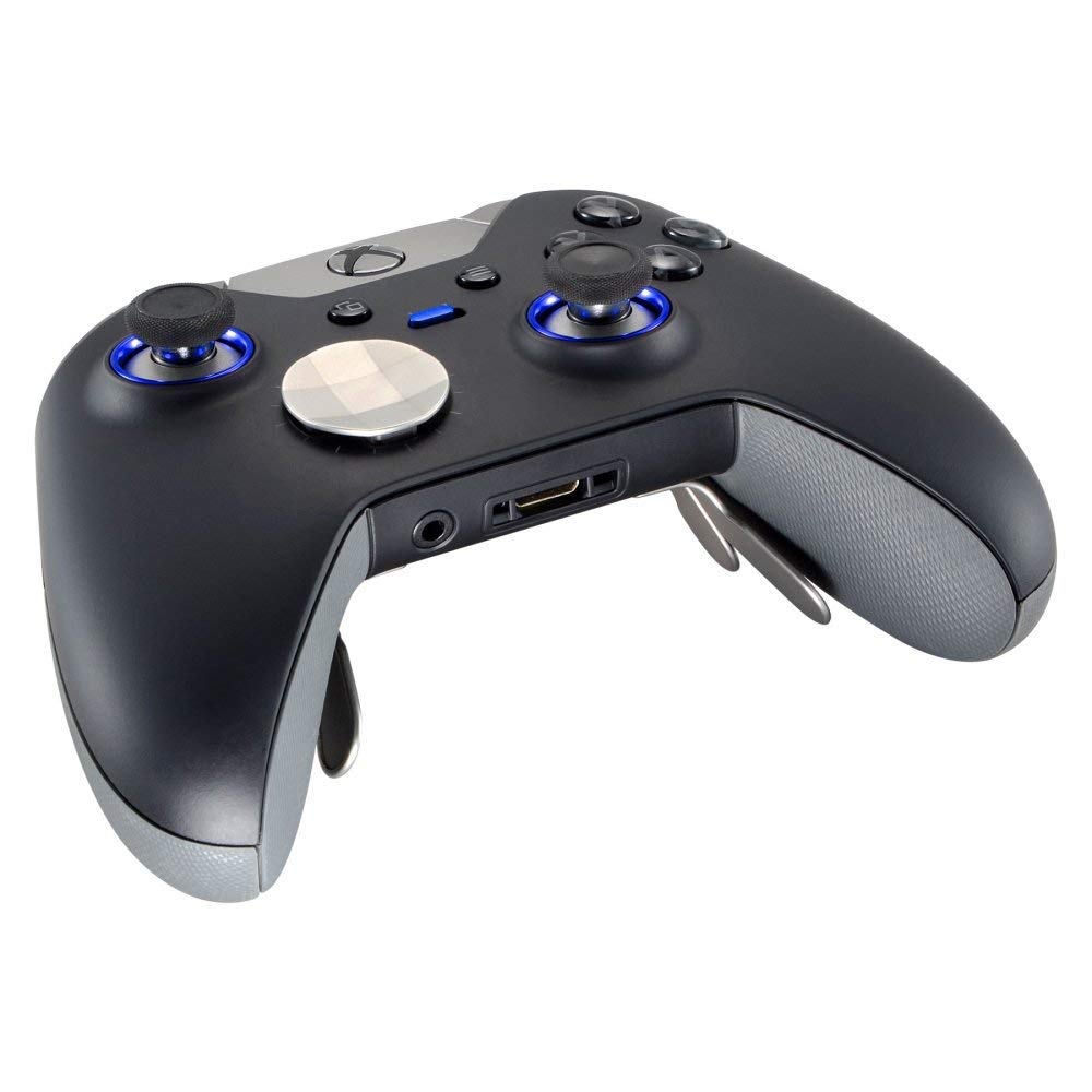 QINGYA Matte Chrome Blue Profile Switch Buttons Accent Rings Accessories Parts for Xbox One Elite Controller Pack of 2