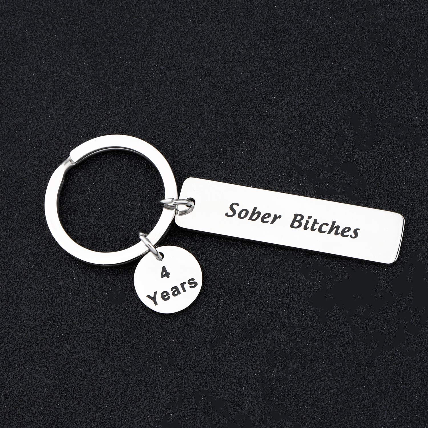 TGBJE 1 Year 5 Years 10 Years Sobriety Anniversary Keychain Sobriety Bitches Gift AA Gift NA Gift Sober Encouragement Gift (Sober 4 Years)