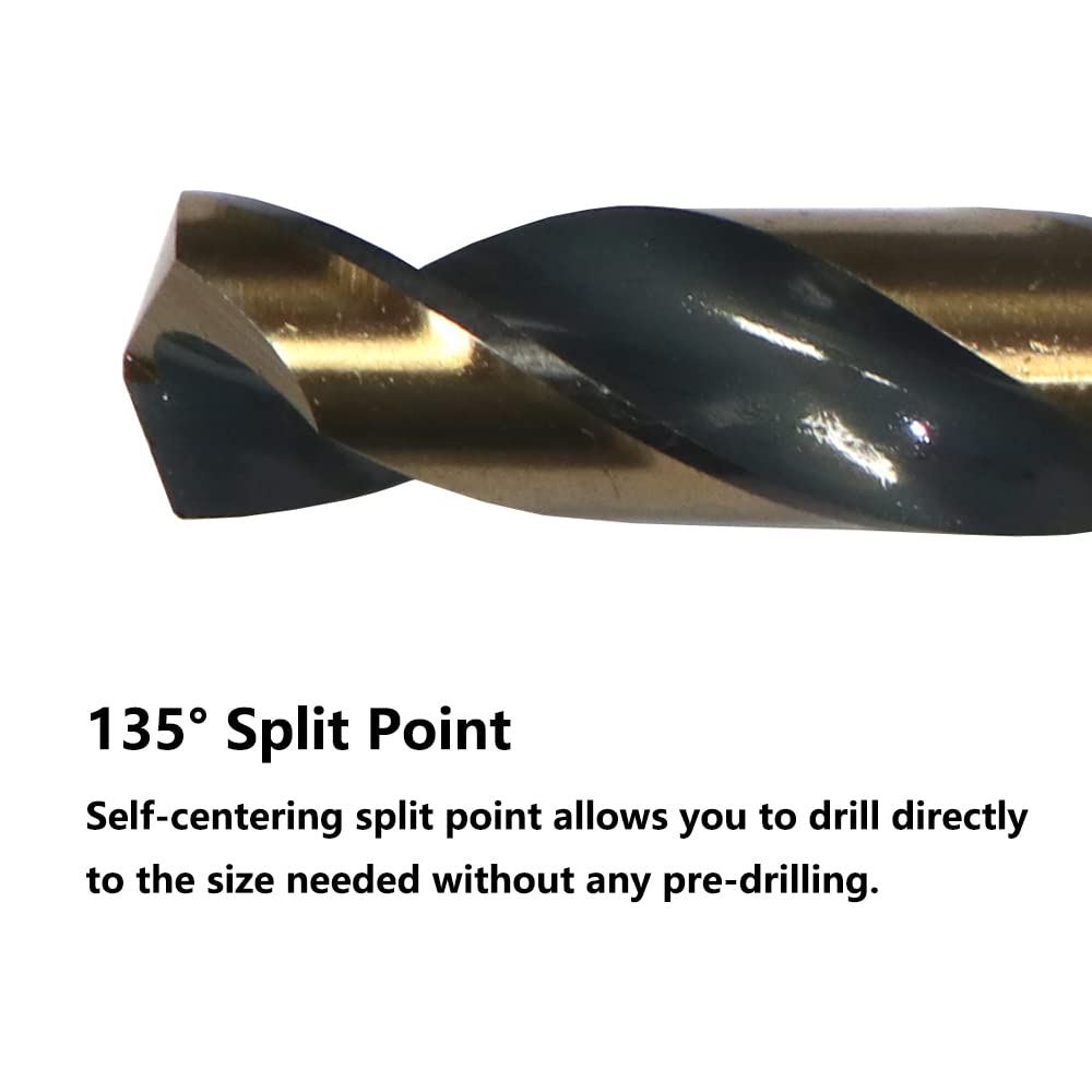 VALYRIANTOOL 6PCS 3/8" HSS Black Gold Twist Drill Bits Set, 135 Degree Split Point, Jobber Metal Drill Bit, General Purpose for Use in Mild Steel, Copper, Aluminum, Zinc Alloy, Wood, and Plastic