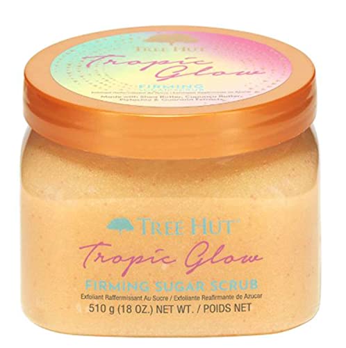 TREE HUT Tropic Glow Firming Sugar Scrub 18 Oz! Formulated With Real Sugar, Certified Shea Butter And Guarana Extract! Exfoliating Body Scrub That Leaves Skin Feeling Soft & Smooth! (Tropic Glow Scrub)