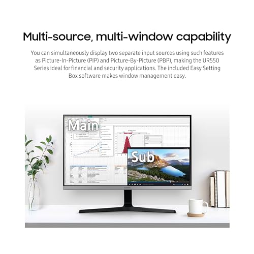 SAMSUNG 28-Inch ViewFinity UR55 Series 4K UHD IPS Computer Monitor, HDR10, AMD FreeSync, HDMI 2.0 and DisplayPort 1.2, Bezelless Display, Eye Care, LU28R550UQNXZA, 2023