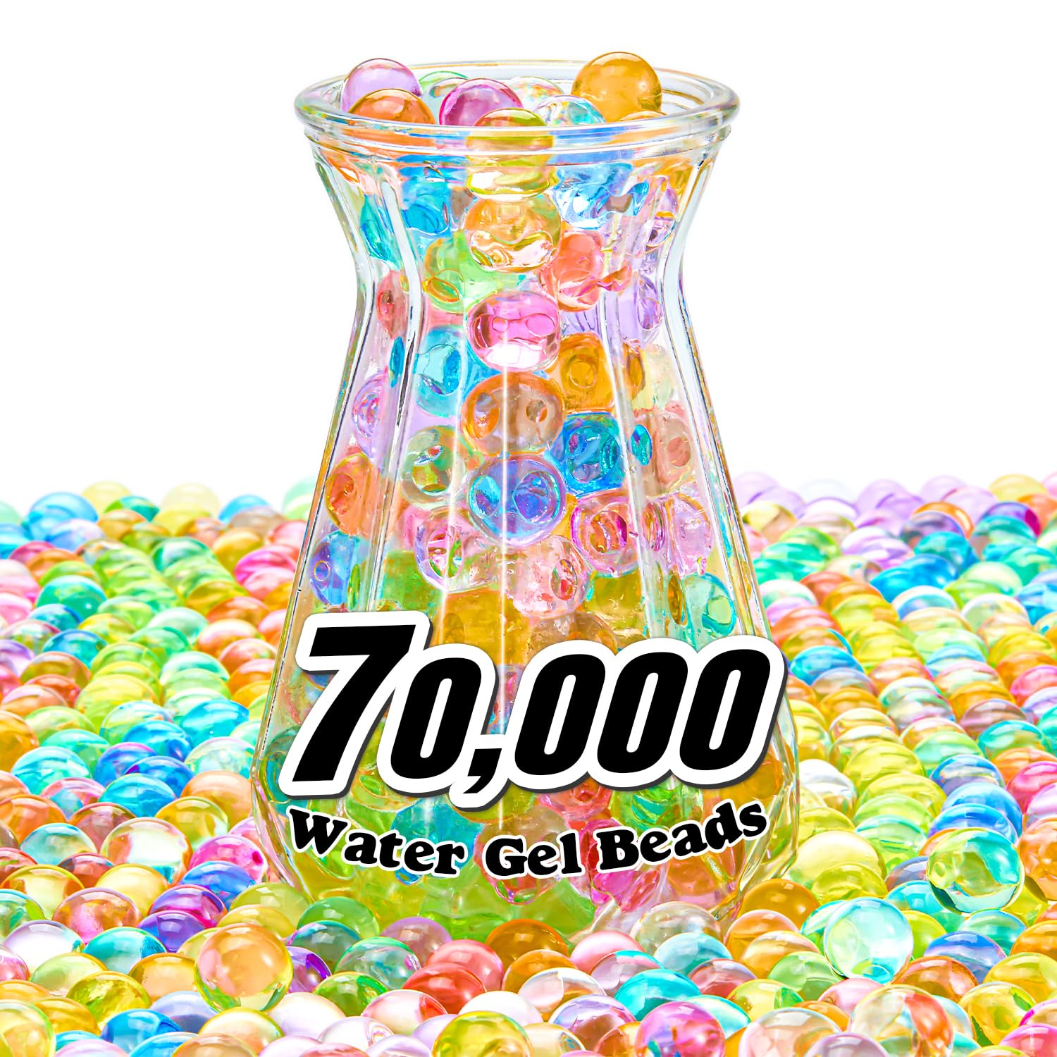 NOTCHIS 70,000 Water Gel Beads for Vases, Mix Color Gel Water Pearls Bead for Vase Filler, Floating Beads Pearls, Floating Candles, Wedding Centerpiece Floral Decorations