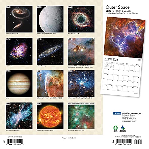 Outer Space 2022 12 x 12 Inch Monthly Square Wall Calendar with Foil Stamped Cover by Plato, Universe Cosmos Inspiration
