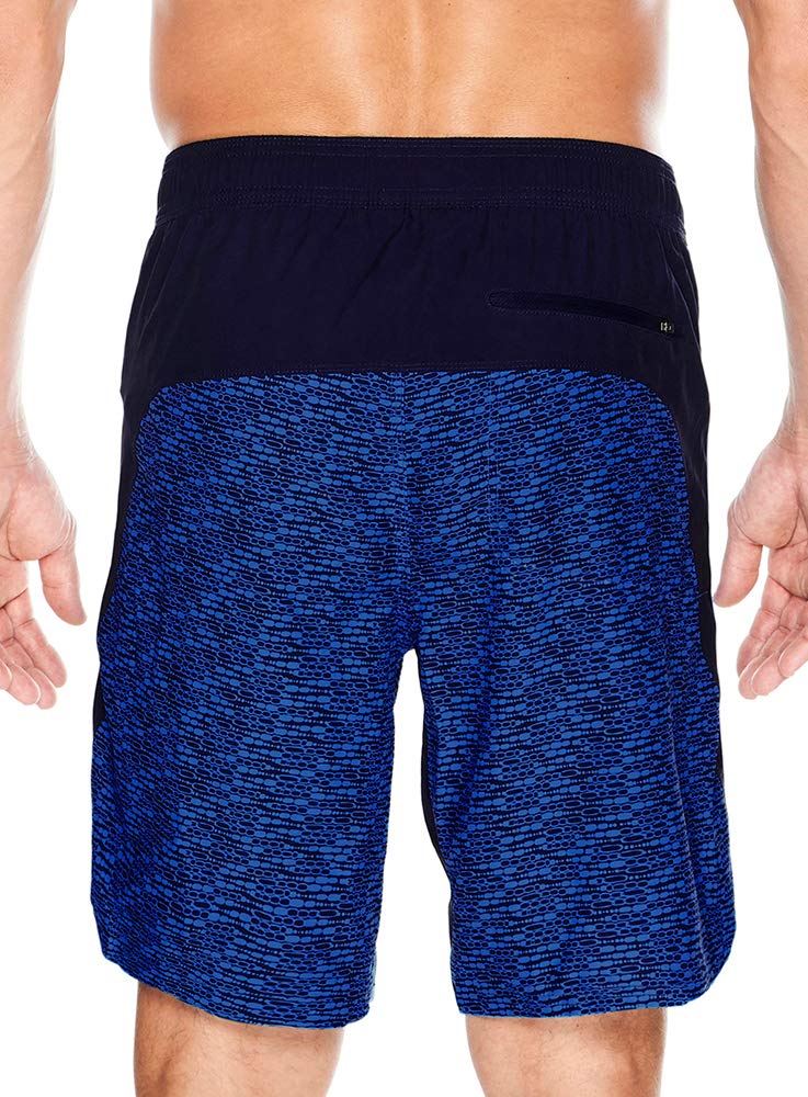 Reebok Men's Swimwear 9" E-Board Mavericks UPF 50+ Athletic Swim Shorts Bathing Suit Trunks, Collegiate Navy, Medium