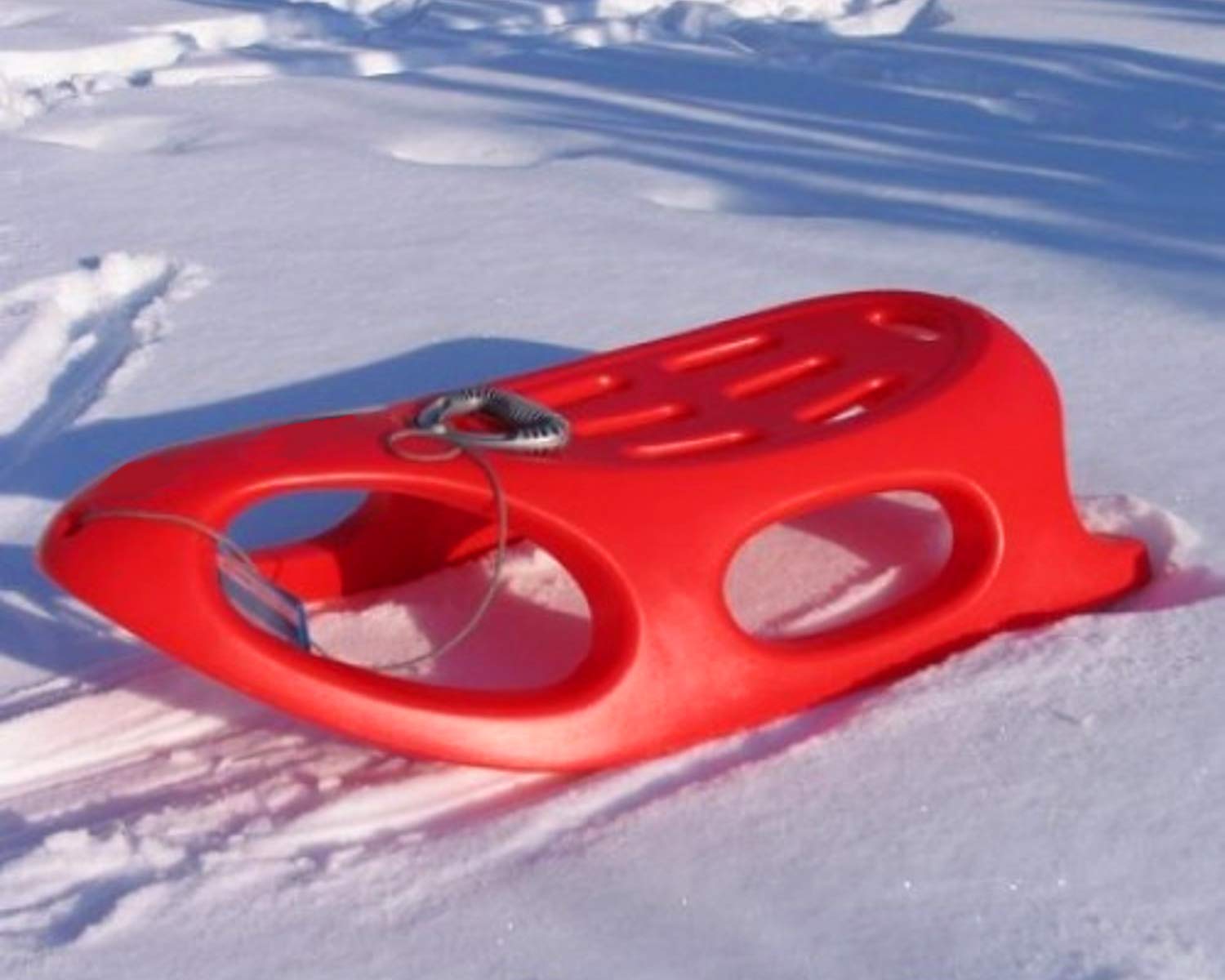 POCO DIVO Snow Shuttle Fun Sled Winter Sports Steel Shims Snowboard Durable Toboggan, Red