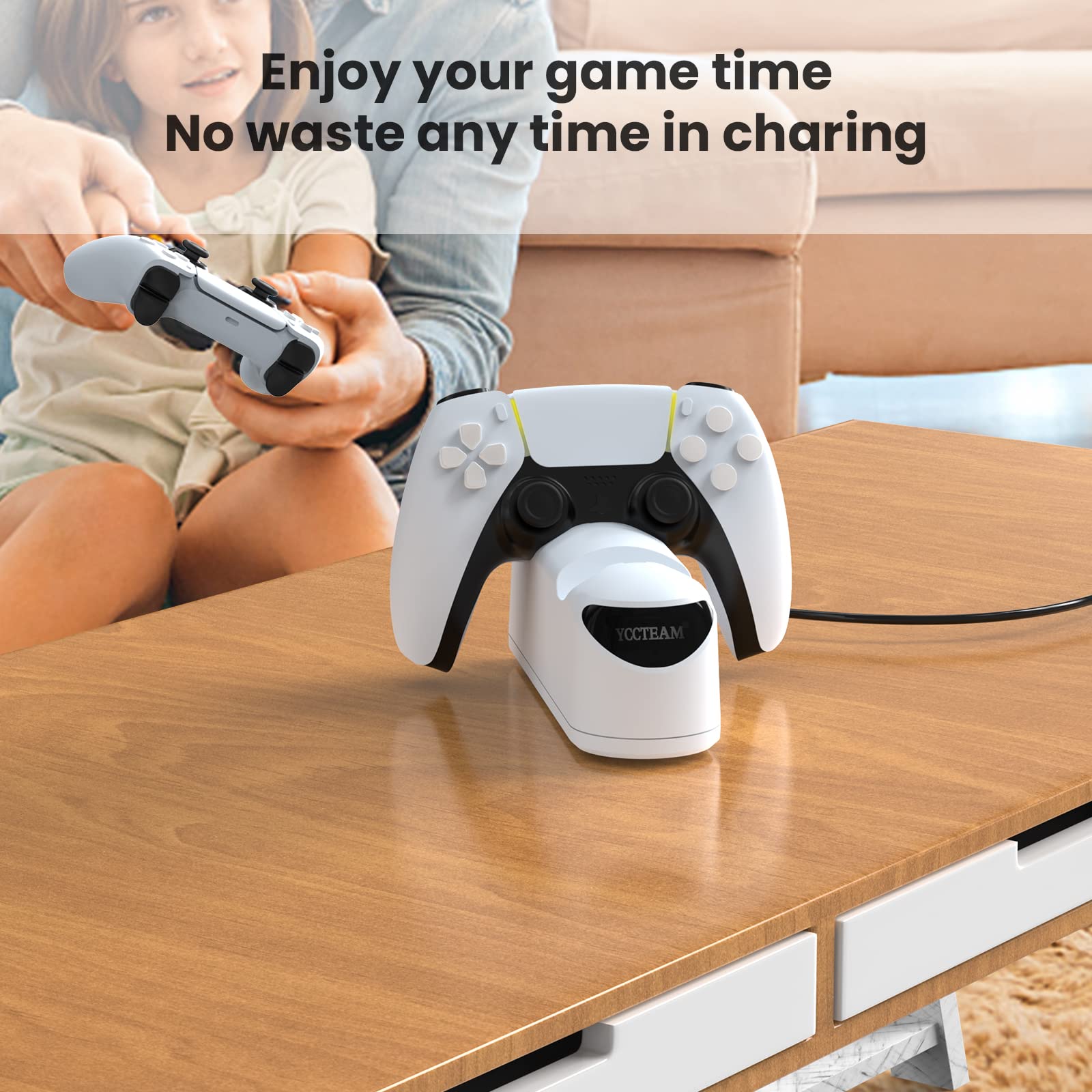 PS5 Controller Charging Station,YCCSKY Dual Stand Charger Dock for Playstation 5 Dualsense Controller