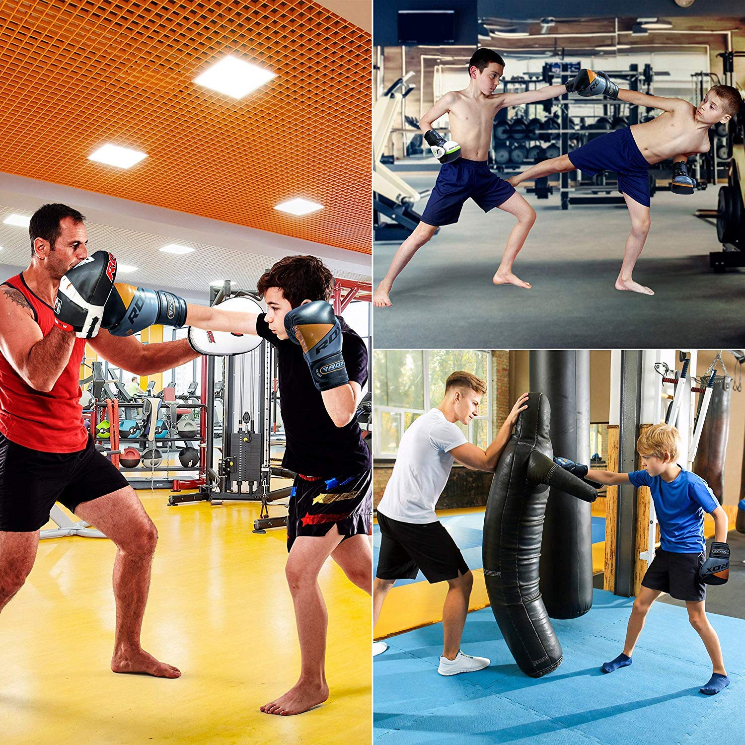 RDX Kids Boxing Gloves for Training, Junior Muay Thai Maya Hide Leather Punching Gloves, Sparring Fighting Training Mitt for Kickboxing, Focus Pads, MMA, Thai Pad, Double End Ball,Punch Bag