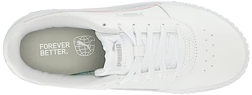 PUMA Carina Sneaker, White Silver, 2.5 US Unisex Little Kid