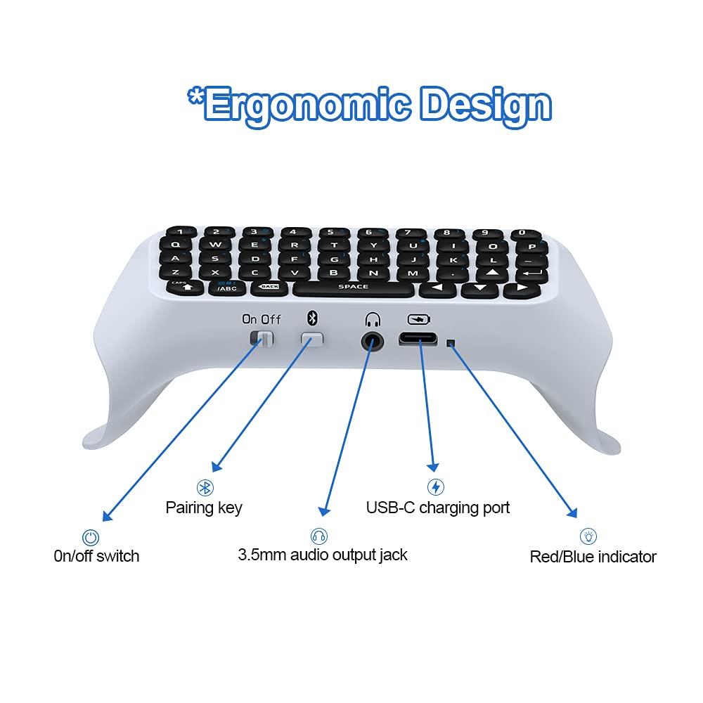 PS5 Controller Keyboard, Megadream Wireless Rechargeable Online Gaming Live PS5 Gamepad Chat Message Chatpad Keypad with Speaker & 3.5mm Audio Jack Port for Sony PlayStation 5 (Controller Not Included