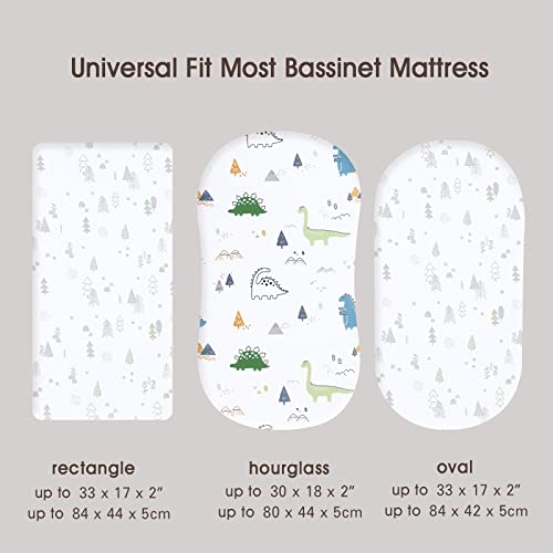 PHF Soft Bassinet Sheets, 2 Pack Silky Comfy Breathable Cradle Sheets for Baby Boys Girls, Univeral Fit for Most Cradle and Bassinet Mattress, Light Grey & Light Grey