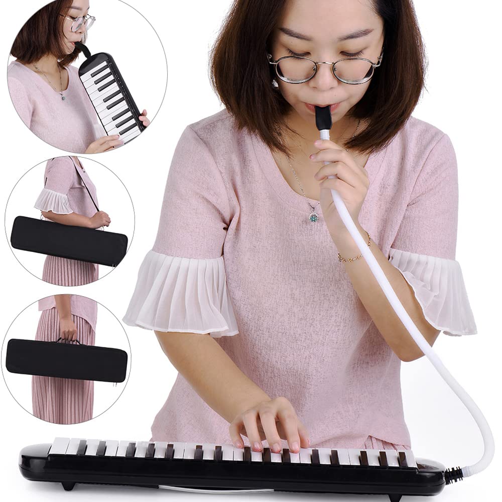 summina 37 Keys Melodica Pianica Piano Style Keyboard Harmonica Mouth Organ with Mouthpiece Cleaning Cloth Carry Case for Beginners Kids Musical Gift