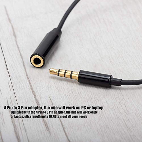 ofone 3.5mm Microphone Extension Cable, Male to Female Mini Mic Cord for iPhone Android Professional Studio Recording Audio TRRS Jack Cables for Headphone Lav Camera (19.7 FT/6 Meters)