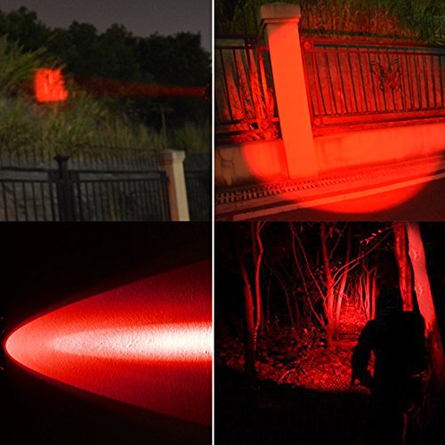 Ploarnovo Red Flashlight LED Single Mode Red Torch Zoomable Red Light Flashlight with Clip for Hunting Astronomy, Aviation, Night Observation,4-Pack