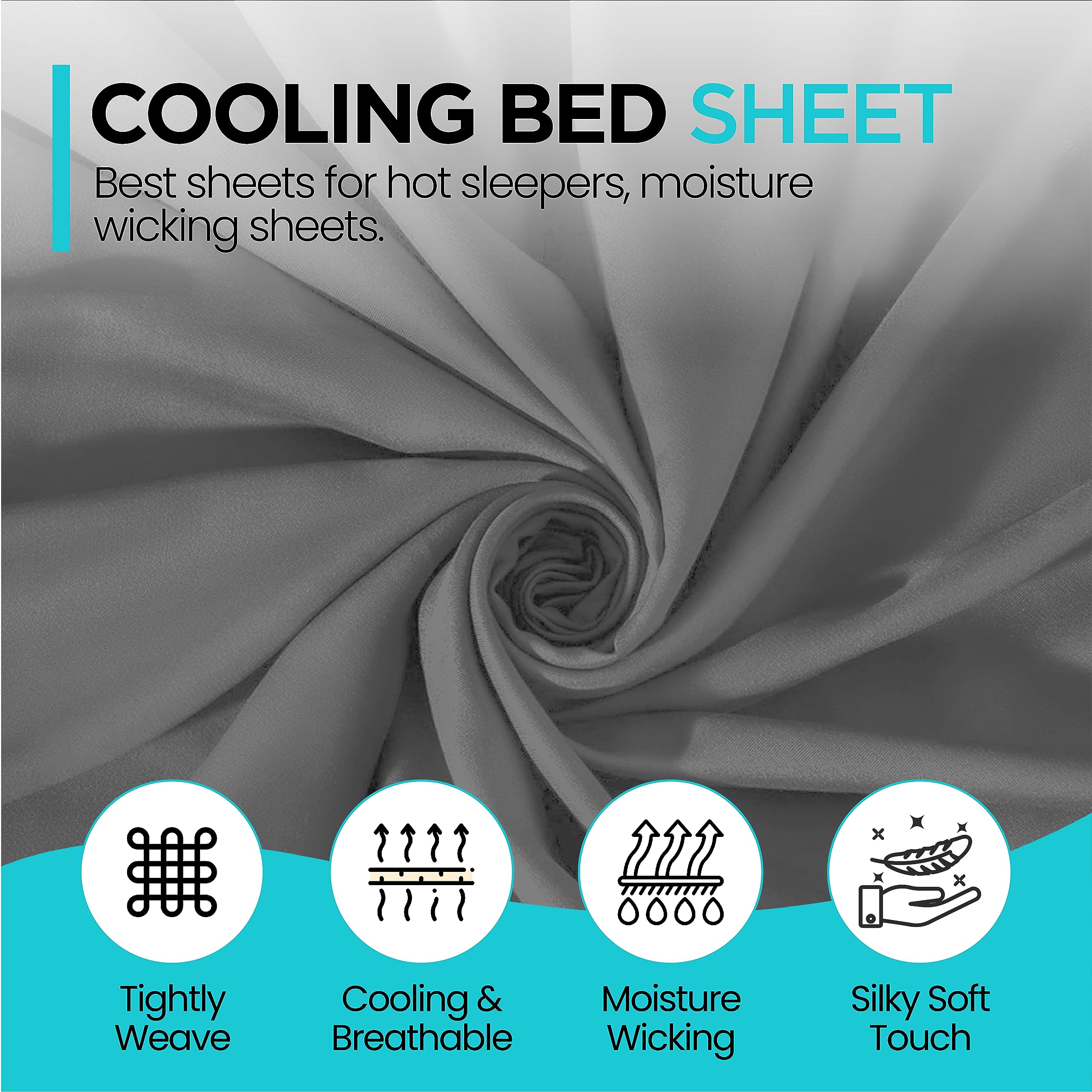 Queen Size Sheet Set Dark Grey Bed Sheet 4 PC Luxury Hotel Set Cooling Deep Fitted Pocket Buffy Sheet Adjustable Soft Beding Breathable Linen Microfiber High Thread Count Easy Care Bedroom Decor