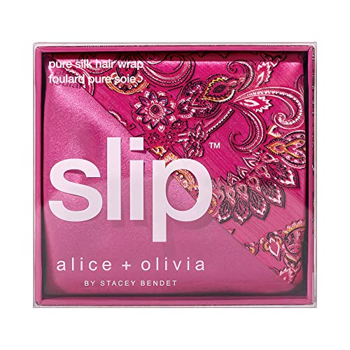 SLIP Silk X Alice + Olivia Reversible Pure Silk Hair Wrap - Spring Time - Maintains Hairstyle, Prevents Friction, Tangles and Curls - One Size Fits All