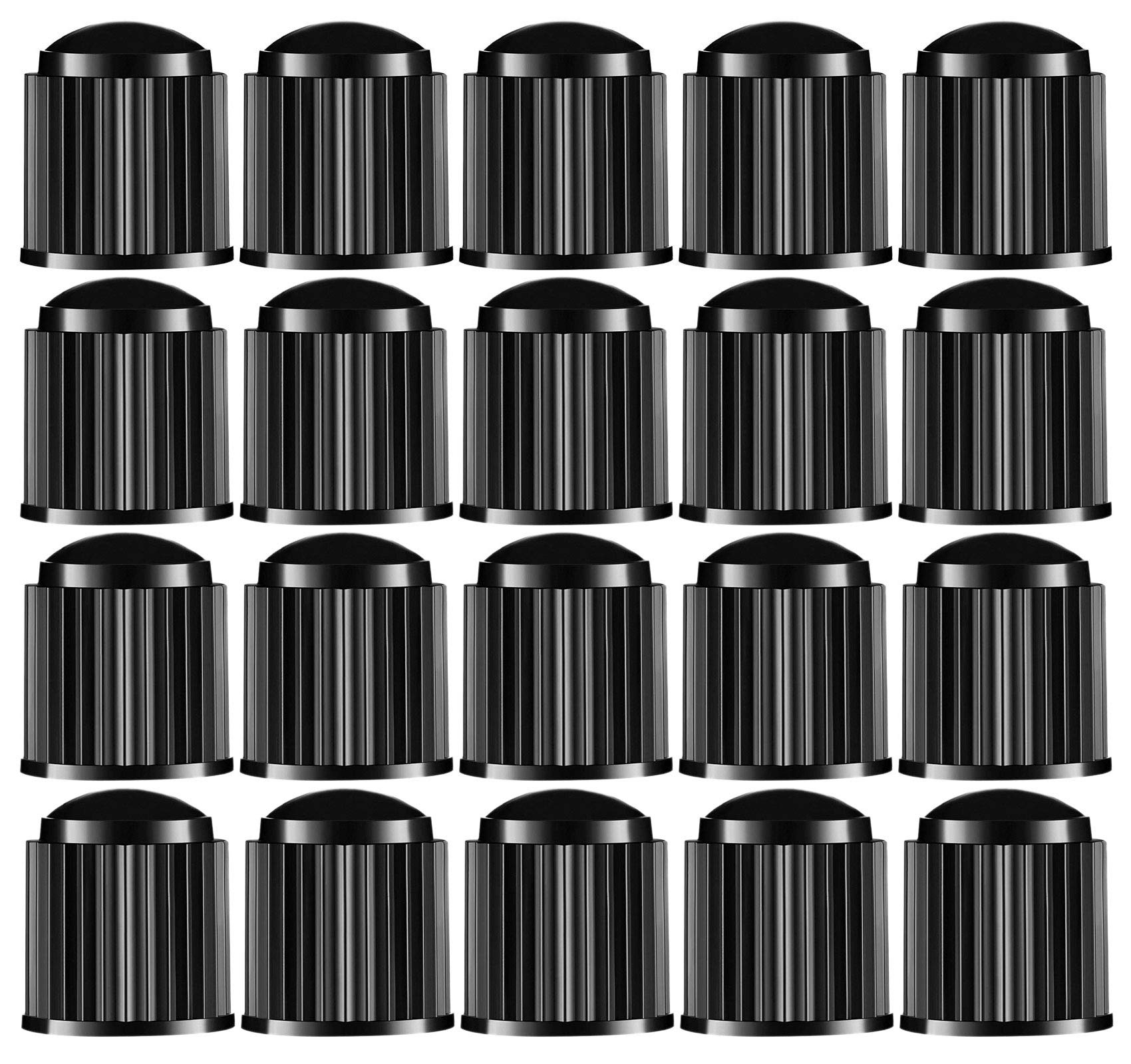 Tyre Valve Caps, 20Pcs Plastic Car Tire Stem Dust Covers for SUV, Motorbike, Trucks, Bike, Bicycle, Black