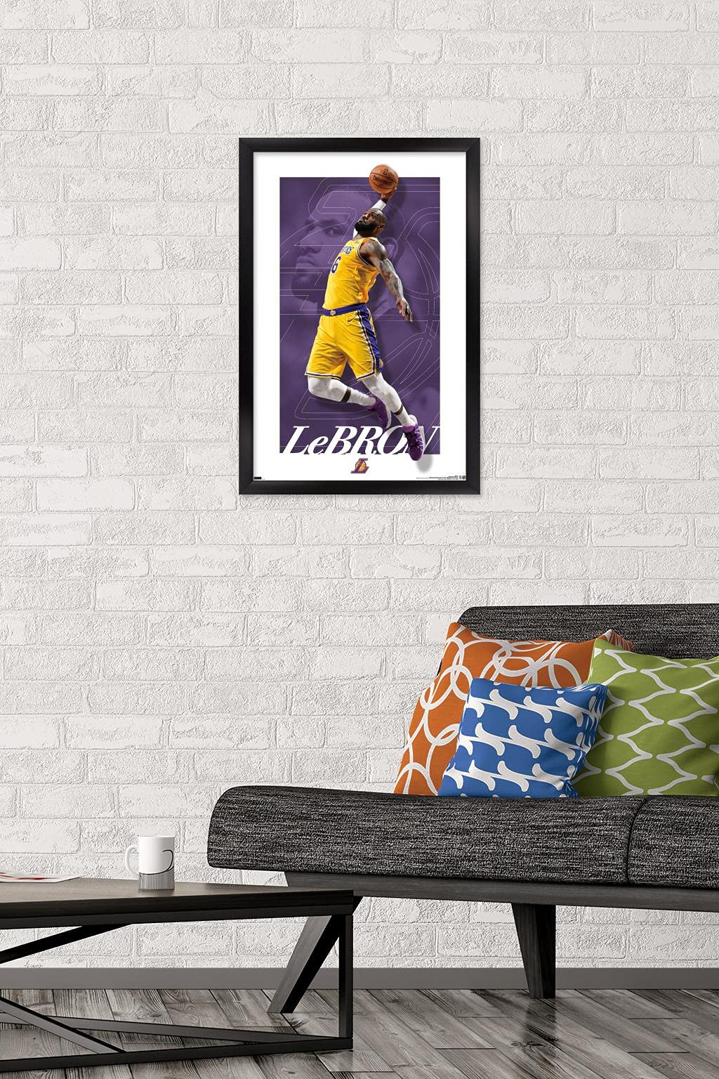 Trends International NBA Los Angeles Lakers - LeBron James 21 Wall Poster, 14.72" x 22.37", Black Framed Version