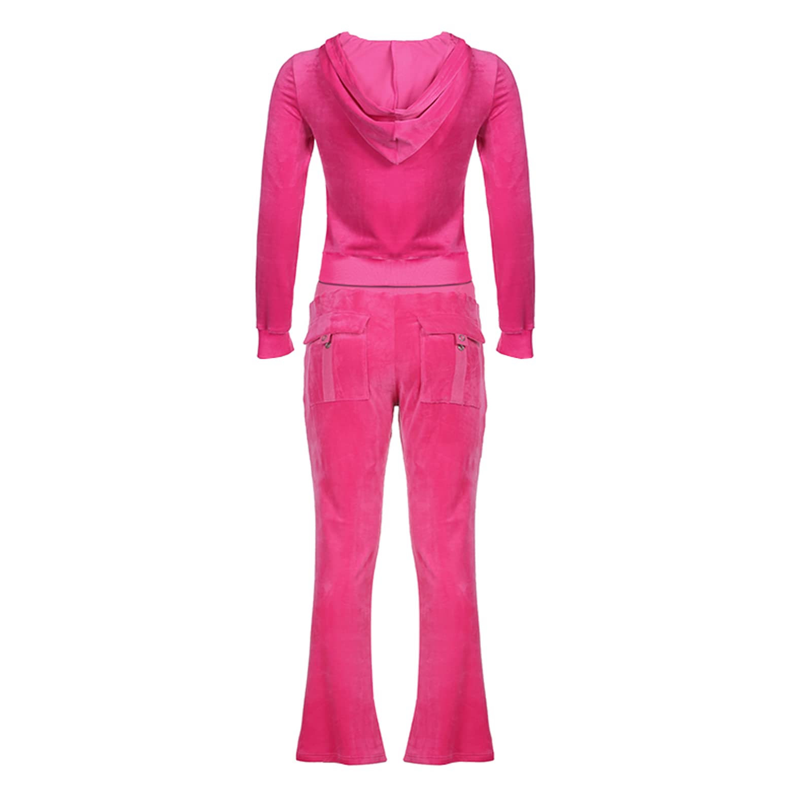 Women's 2 Piece Velour Tracksuit Set Heart Print Long Sleeve Zipper Hoodie Cropped Jacket and Sweatpants Y2K Sweatsuit Set (B-Pink, Medium)