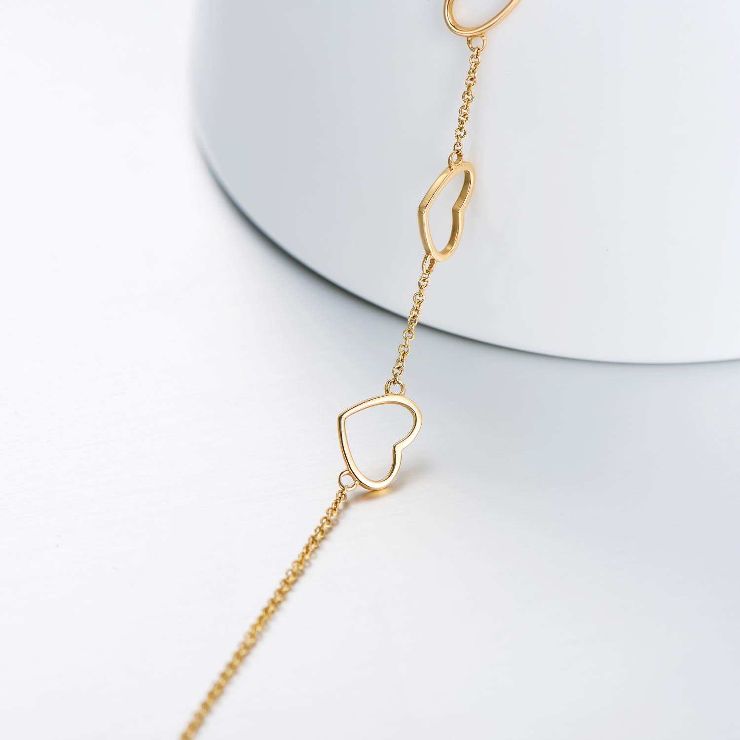 SISGEM 14k Gold Heart Bracelet for Women, Real Gold Fine Love Jewelry for Her