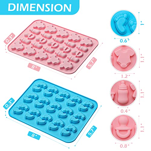 Webake Baby Feet Mold Baby Onesie Baby Bottle Pacifier Molds, Bite Size Silicone Chocolate Candy Molds Gummy Mould for Baby Shower Party Cake Decoration Cupcake Topper