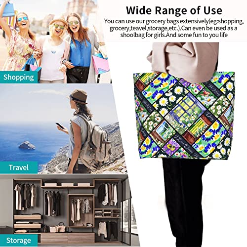 ZFYXGS Daisy Window Bees Butterfly Large Tote Bag For Women Soft Handbag School Shoulder Bag With Built In Pocket