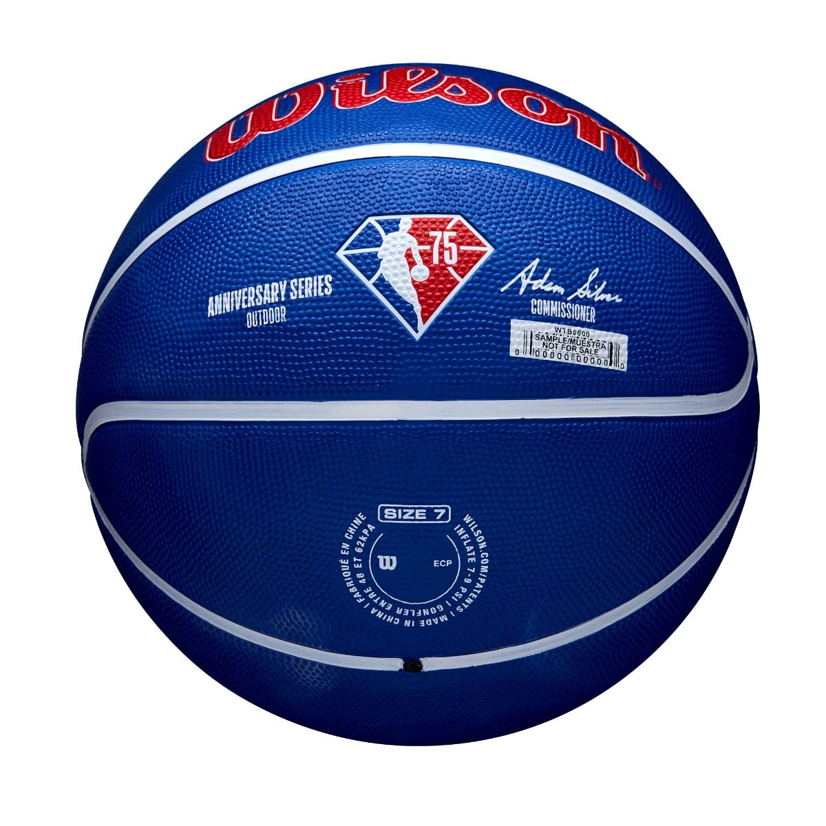 WILSON NBA 75th Outdoor Basketball - Blue, Size 7-29.5"