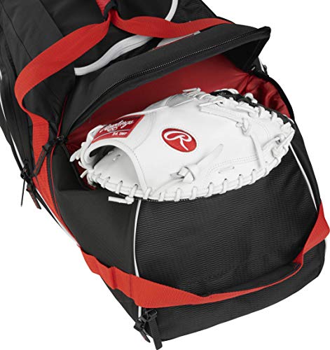Rawlings | R1502 Wheeled Catcher's Bag | Baseball/Softball | Scarlet