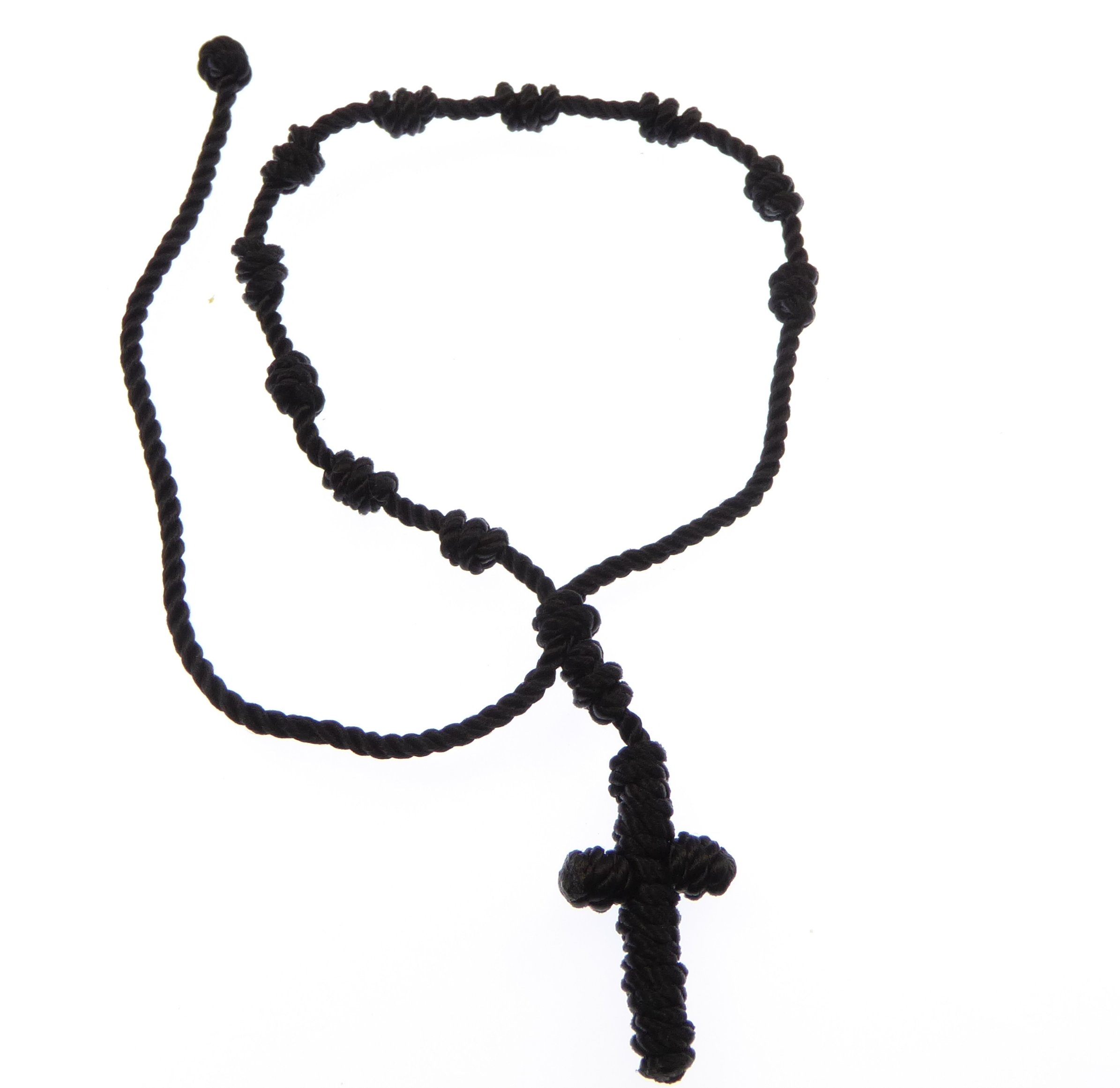 R. Heaven Black knotted cord rope rosary beads bracelet - adjustable and unisex