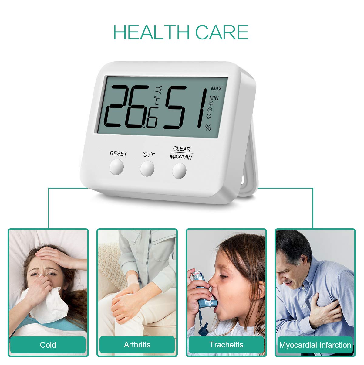 ORIA Digital Temperature Hygrometer, Hygrometer Thermometer, Temperature and Humidity Monitor, ℃ and ℉ Switch, Min and Max Records Thermometer for Home, Office