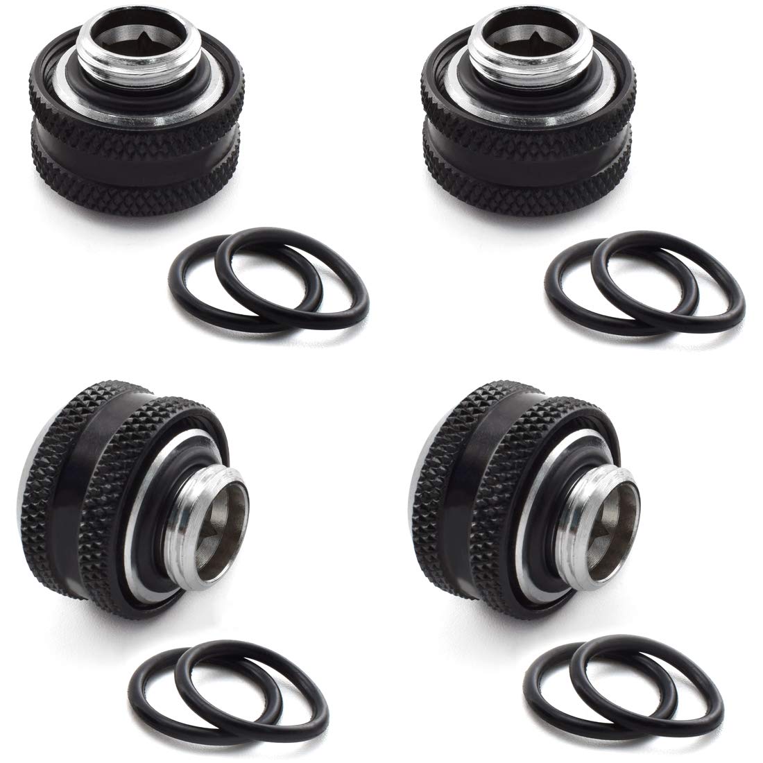 SDTC Tech 4-Pack G1/4" to 10mm x 14mm (IDxOD) Rigid Tubing Compression Fitting for PC Water Cooling System Metal & PETG Tube