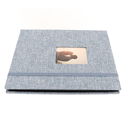 Photo Album, Hemp Woven Cotton Shell, Delicate Photo Album, 208 Pockets, Fine Workmanship, Mini for Gift (Blue)