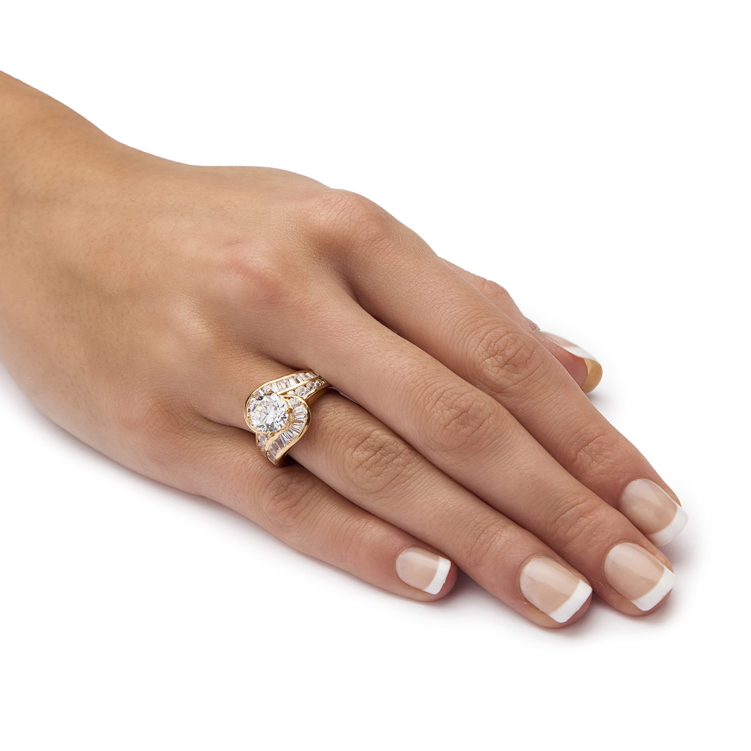 PalmBeach Yellow Gold-plated Sterling Silver Round Cubic Zirconia Engagement Ring Sizes 5-10 Size 7