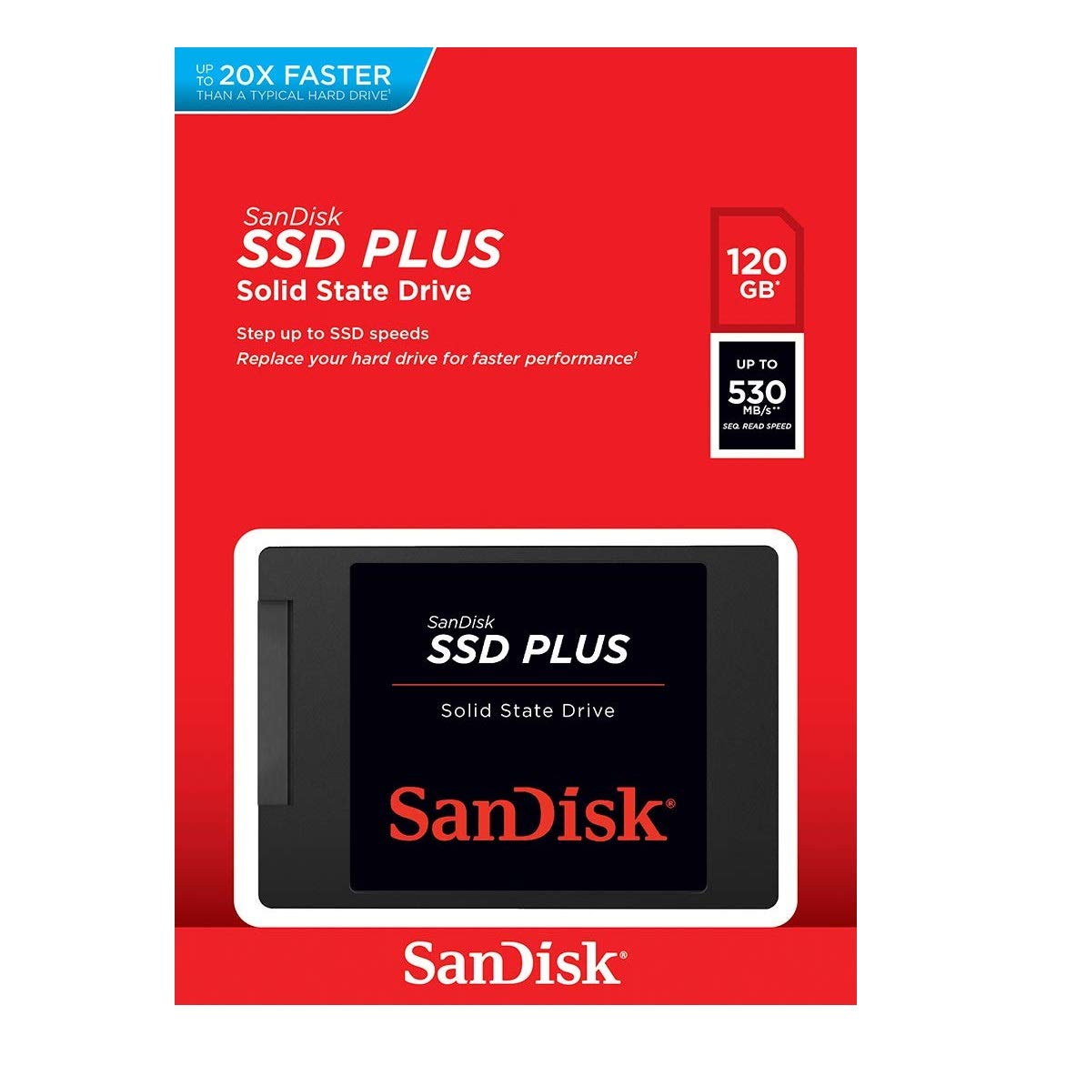 SanDisk SSD Plus 120GB Internal SSD SATA III 6 Gb/s 2.5"/7mm (SDSSDA-120G-G27) Solid State Drive Bundle with (1) Everything But Stromboli USB 3.0 SSD Enclosures