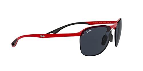 Ray-Ban RB4302M Scuderia Ferrari Collection Square Sunglasses, Red/Dark Grey, 62 mm