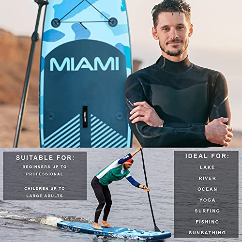 Tidal King Miami 10' 6" Stand Up Paddle Board ISUP - with Adjustable Paddle, Top Accessories - Pump, Leash & Backpack - Standard SUP or Kayak Kit Options (SUP/Kayak)