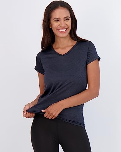 Real Essentials Women's V-Neck Activewear T-Shirt, Quick Dry, 5-Pack XL