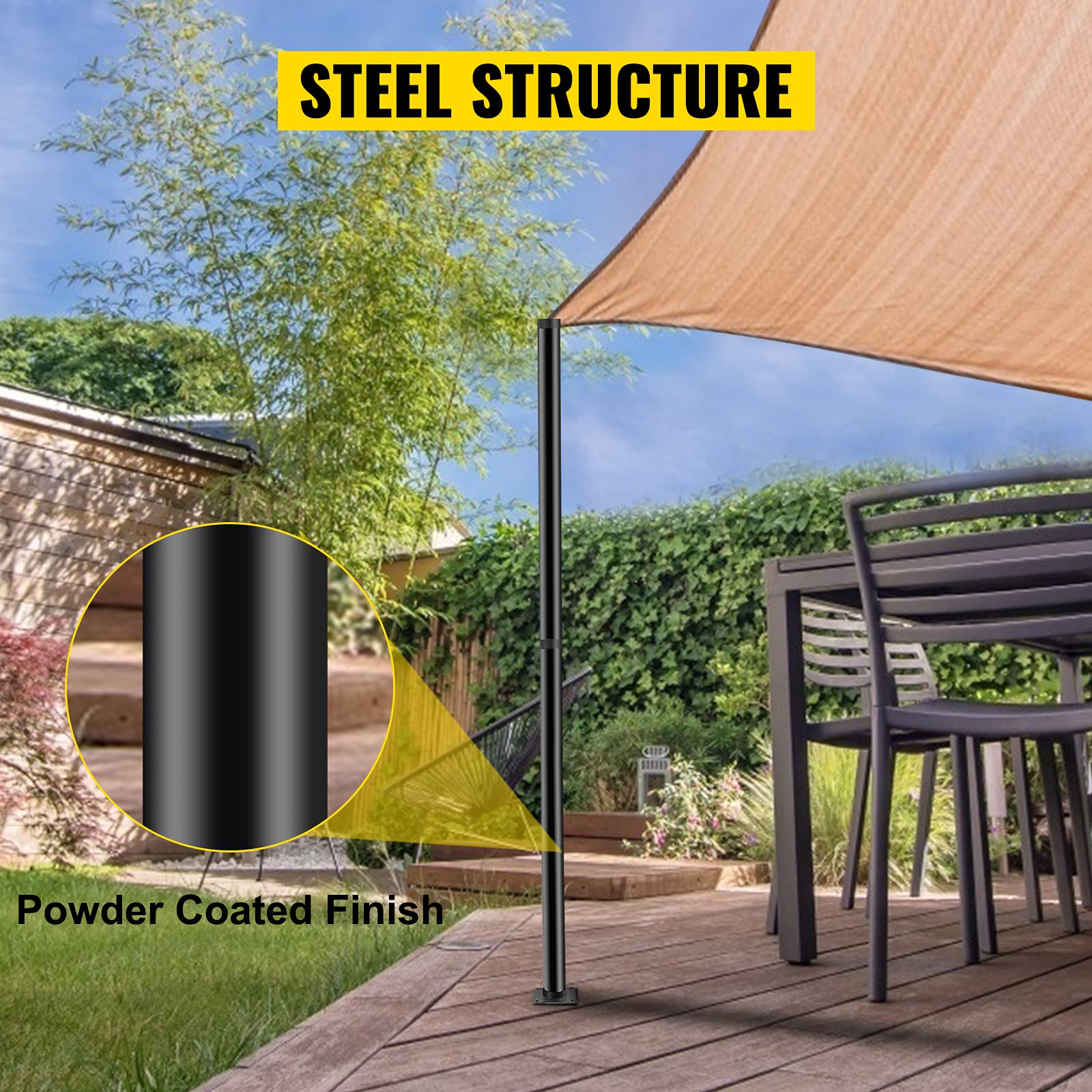 VEVOR ZYPZCG1 Sun Shade Post, Black