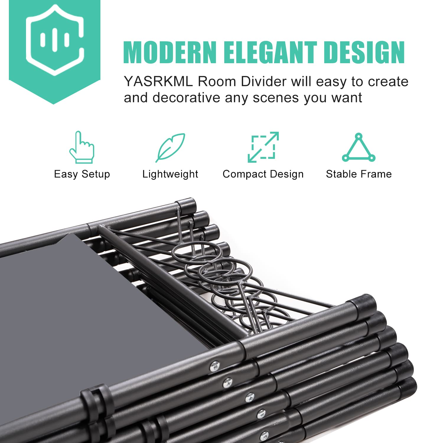 Room Divider 4 Panel Tall Room Dividers and Folding Privacy Screens, 6 Ft Indoor Divider Room Fabric Panel W/Matel Frame, Freestanding Wall Divider Screen, Partition Room Dividers for Office, Dorm