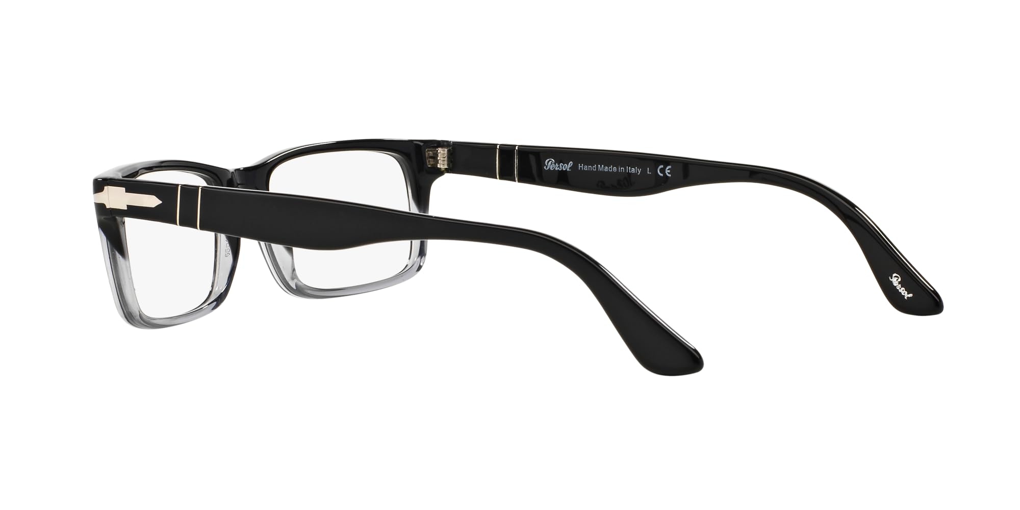 Persol PO3050V Rectangular Prescription Eyewear Frames, Gradient Black/Demo Lens, 55 mm