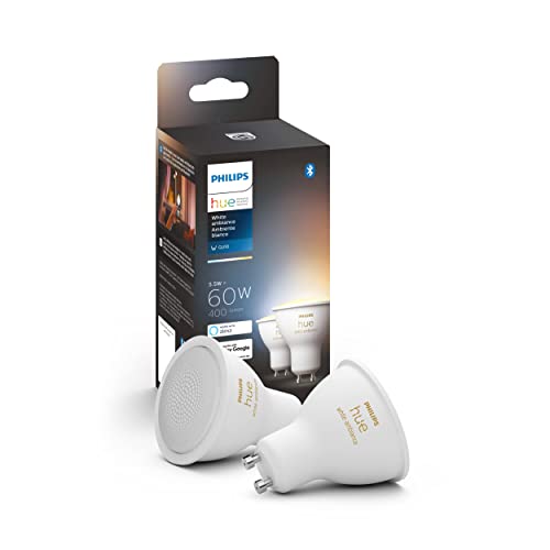 Philips Hue Smart 60W GU10 LED Bulb - White Ambiance Warm-to-Cool White Light - 2 Pack - 400LM - Indoor - Control with Hue App - Works with Alexa, Google Assistant and Apple Homekit