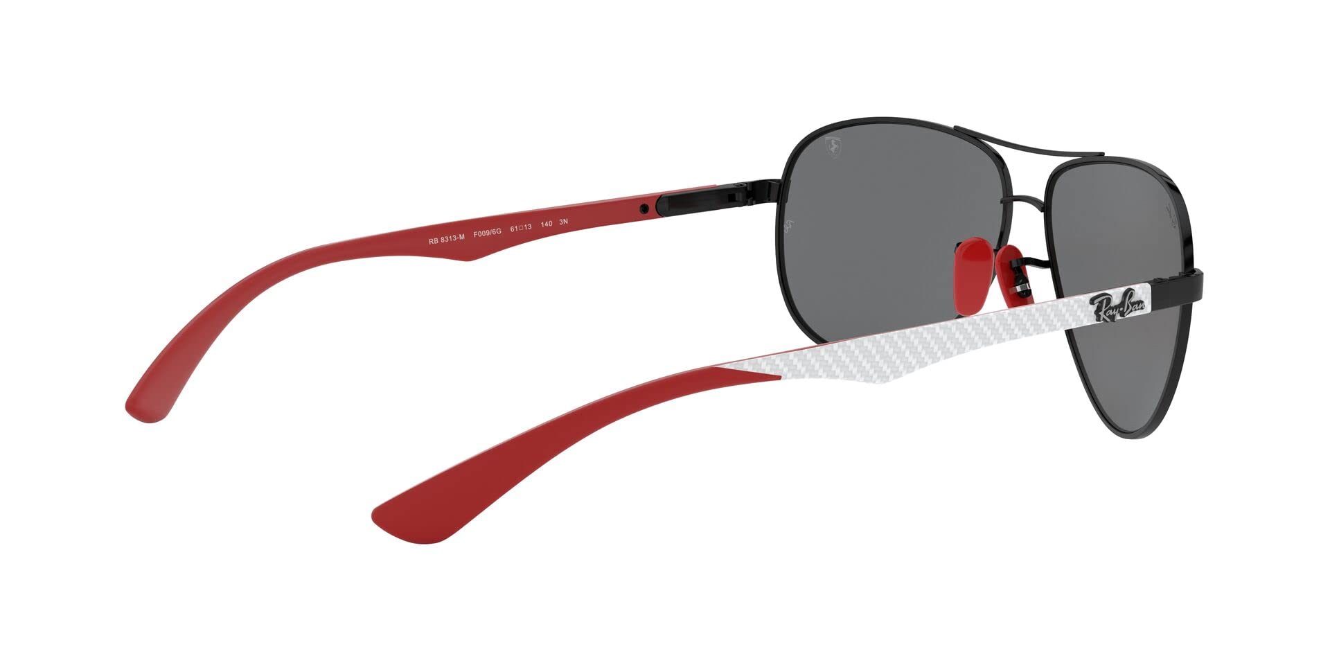 Ray-Ban RB8313M Scuderia Ferrari Collection Aviator Sunglasses, Matte Gunmetal/Chromance Polarized Grey Mirrored Blue, 61 mm