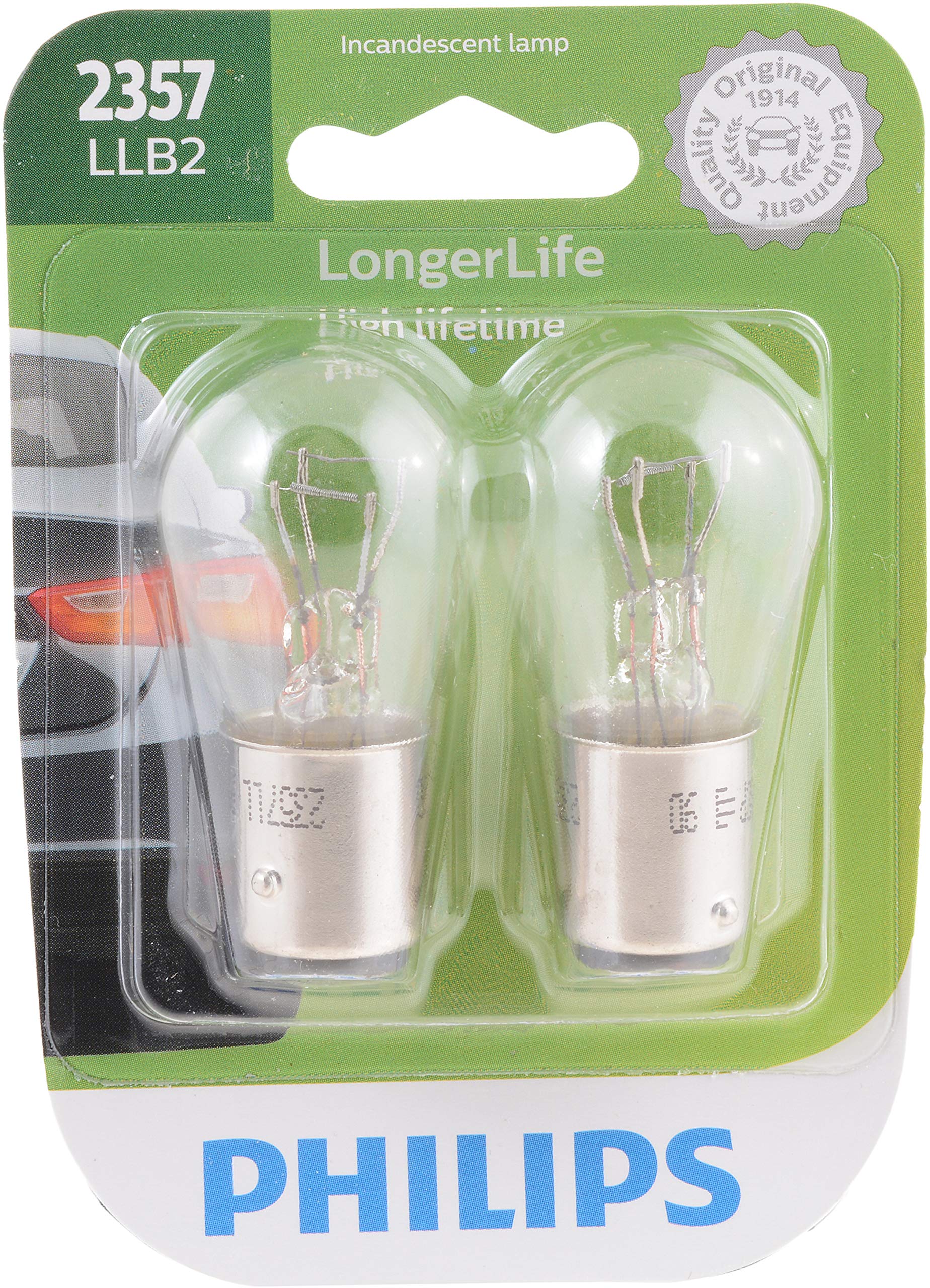Philips automotive lighting 2357 LongerLife Miniature Bulb, 2 Pack (2357LLB2)