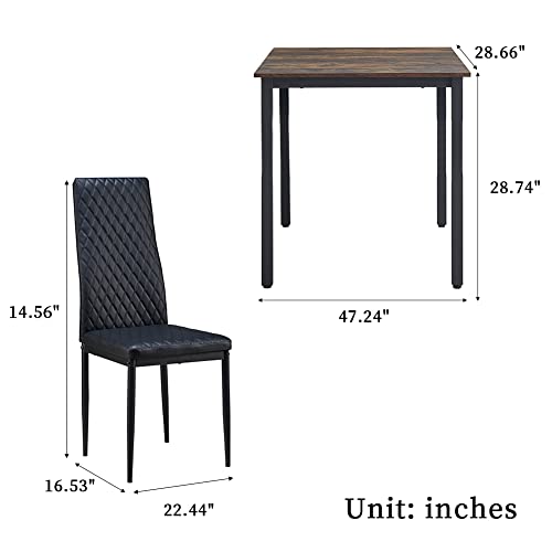 Otnqu 5Pcs Dining Table Set,Kitchen Table with 4 Chairs,MDF Tabletop and PU Leather Chair,Modern Dinner Table for Kitchen,Dining Room,Dinette,Office Meeting Table(Table & Chair Sets