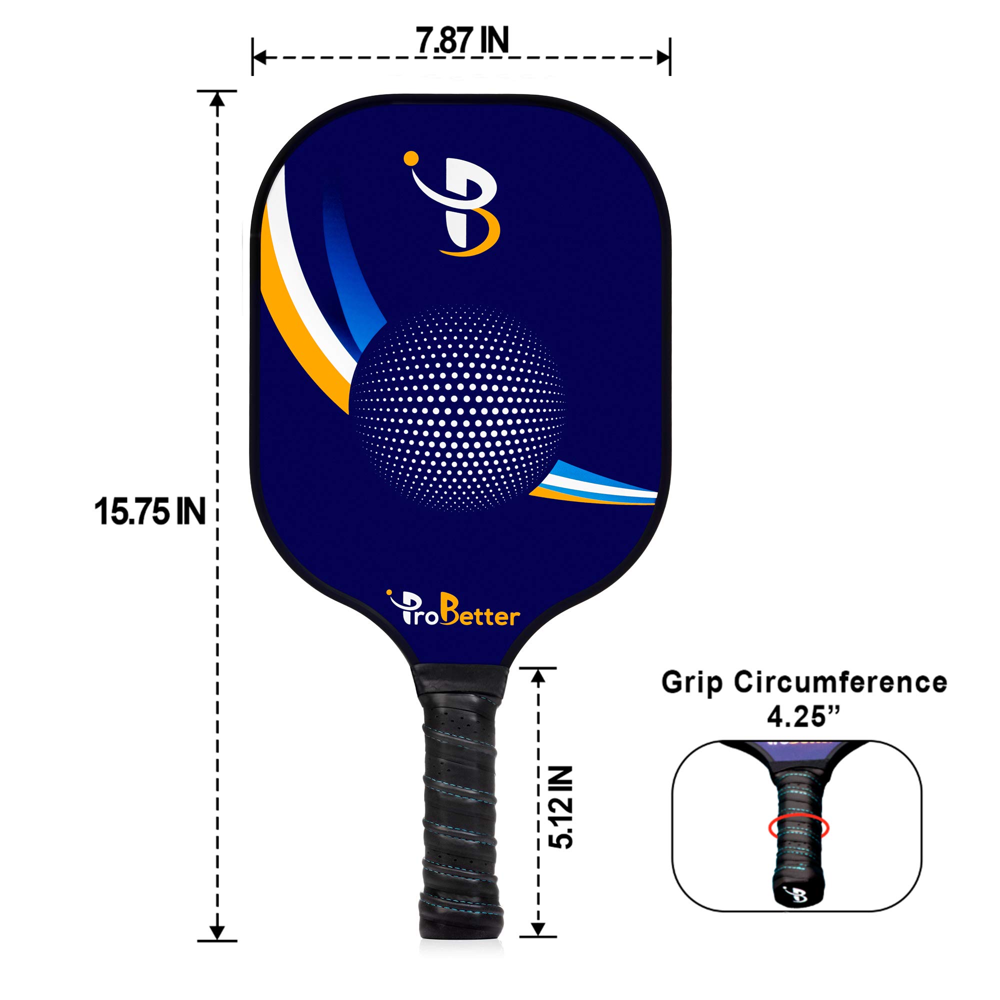 ProBetter Pickleball Paddle - USAPA Approved - Graphite Face Honeycomb Core - Edge Guard - Pickleball Racket Cover - Premium Cushion Grip Provides Perfect Balance Power Control for All Players