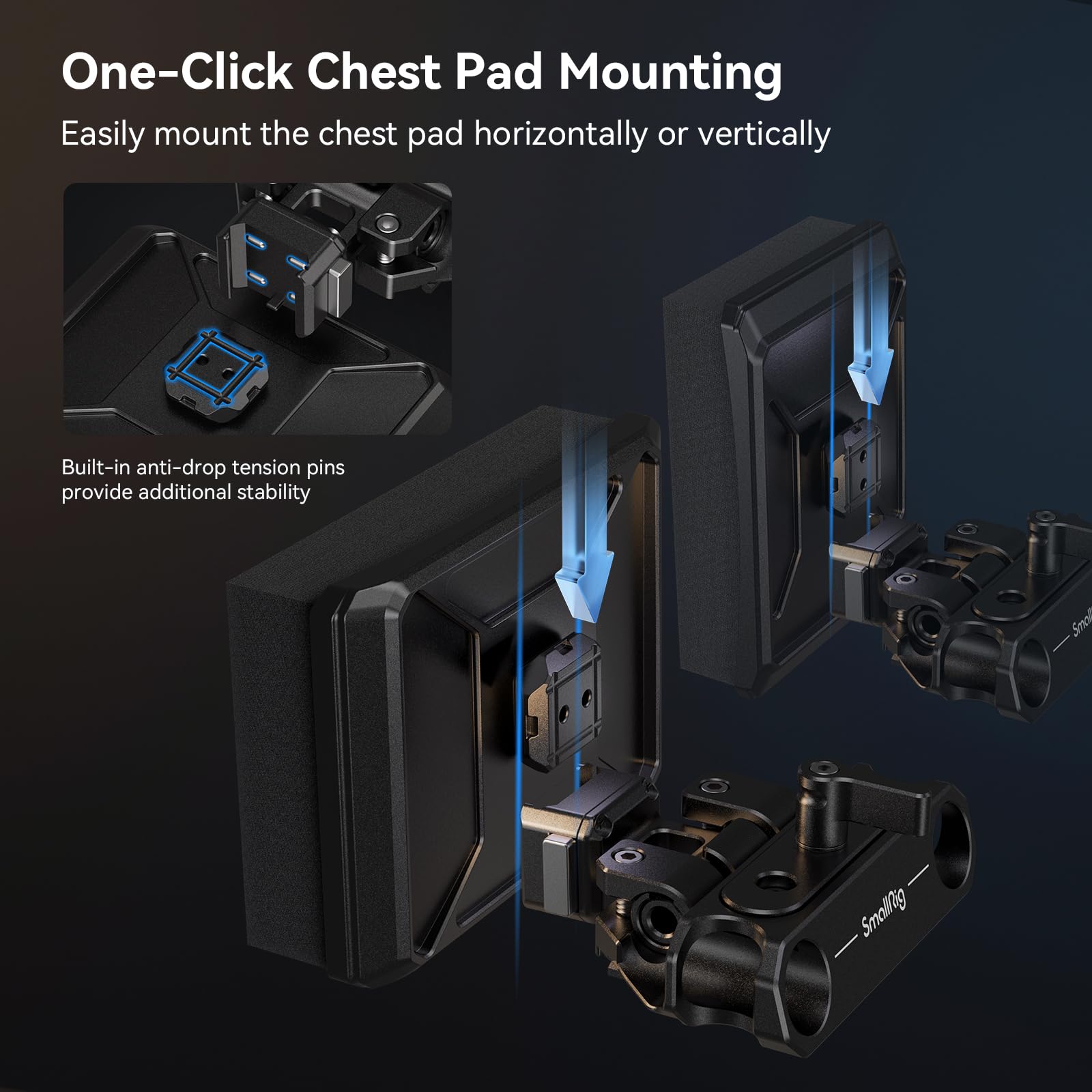 SmallRig V-Mount Battery Plate with Double Quick Release Plate for Arca, Quick Release Chest Pad, 15mm rods, L-Shape Compact & Foldable V Mount Battery Plate for DSLR Cameras, Gimbals & Tripod - 4063B