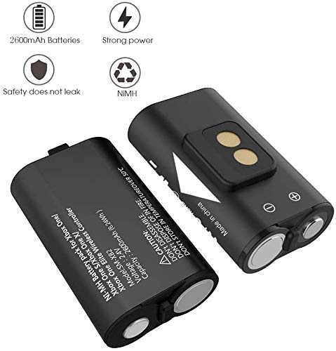 Smatree Controller Charger Station Compatible with Xbox One/Xbox One X/Xbox One S/Xbox One Elite Wireless Controller Rechargeable Batteries 2 Pack with Dual Charging Station, Black, 2600mAh