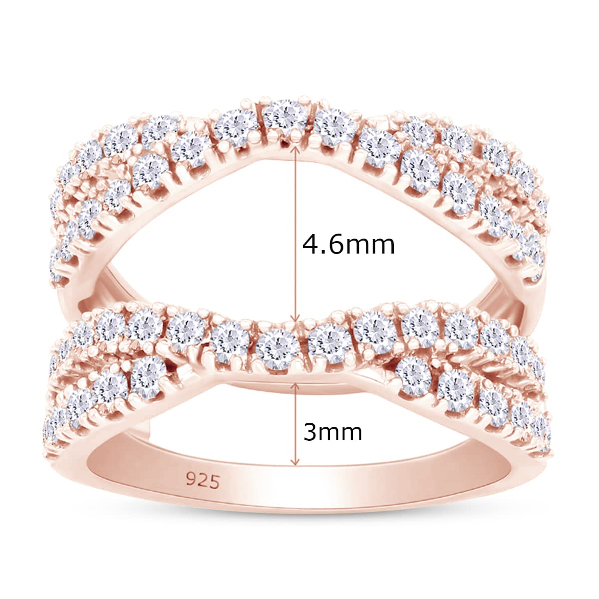 SAVEARTH DIAMONDS 0.80 Carat Round Cut Lab Created Moissanite Diamond Double Infinity Wedding Ring Guard Enhancer In 14K White Gold Over Sterling Silver (G-H Color, 0.80 Cttw) Ring Size -11