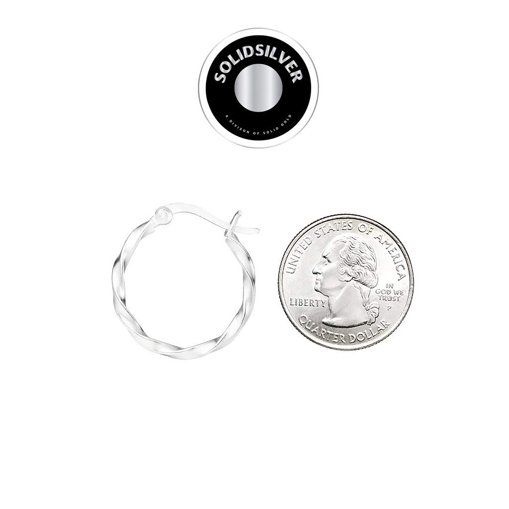 SOLIDSILVER- Sterling Silver Lightweight Click Top High Polished Twisted Hoop Earrings | Size 25mm